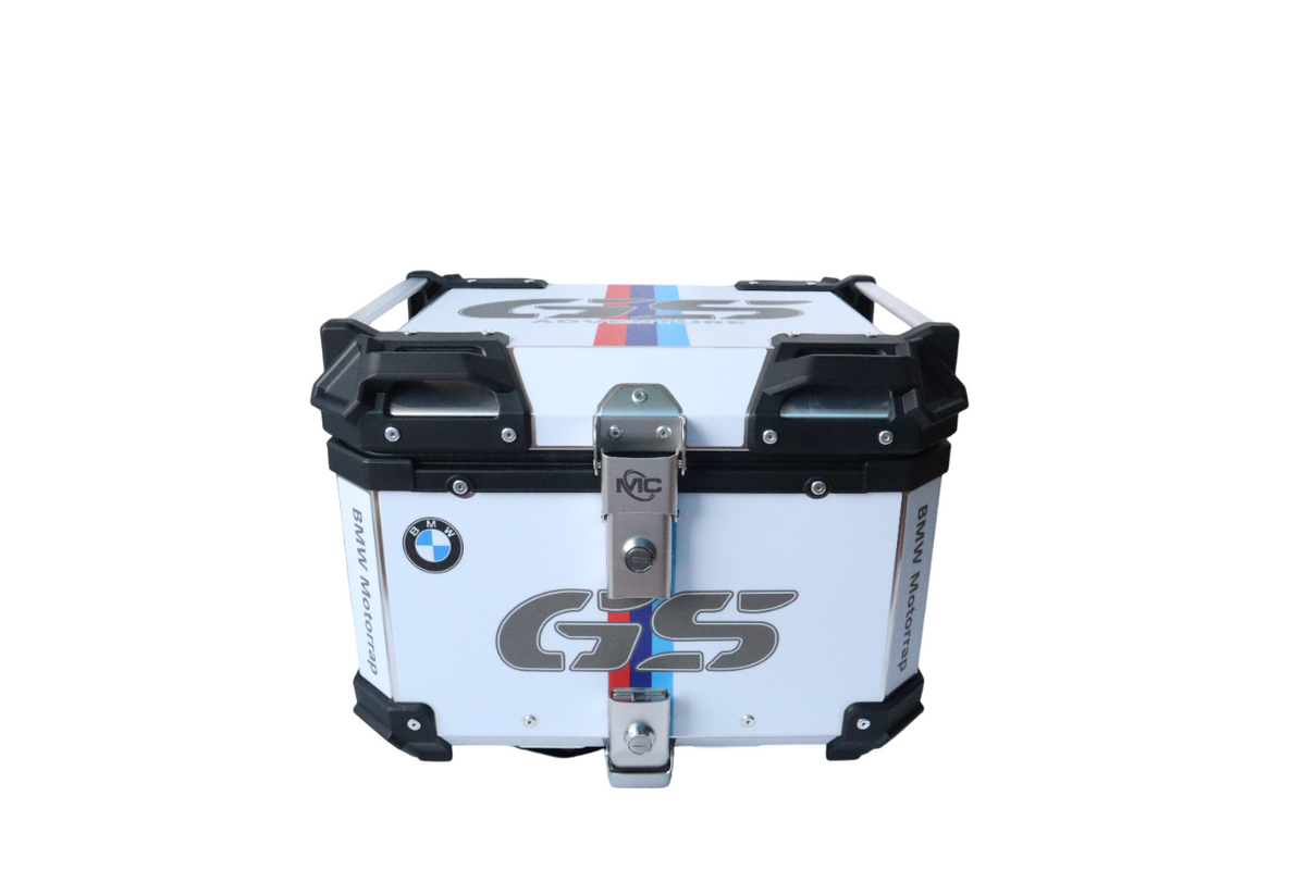 Aluminium 45 Litre Graphic BMW GS White Top Box – GTR Pitstop